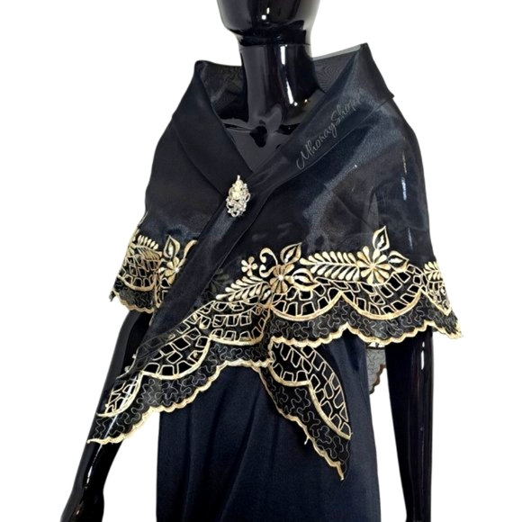 Handmade | Accessories | Black Cutwork Embroidery Modern Filipiniana ...